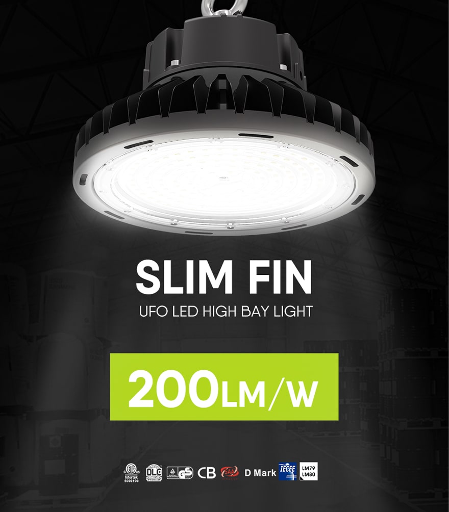 100W Slim Folding Aluminum Fin UFO LED High Bay Lighting, Industrial ...