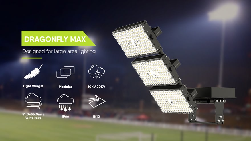 Black Stadium and Arena LED Flood Light 900W - 170Lm/W Pure aluminum ...