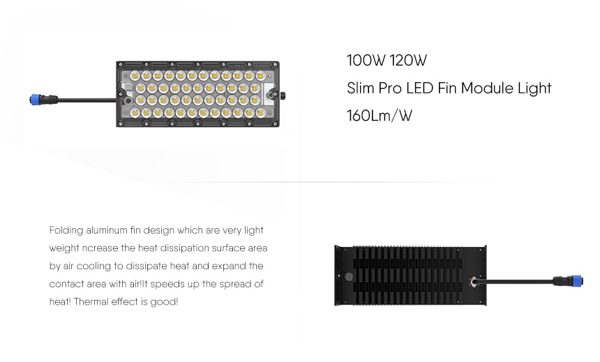 100W LED Fin Module Light, Waterproof Lumileds 5050 175Lm/W Area Light