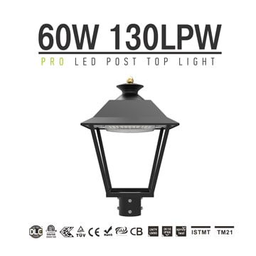 DLC LED Post Top Pole Lights, 60W 7800Lm 3000K Outdoor Waterproof ...