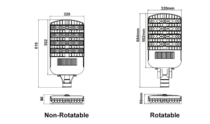 180W IP67 LED Street Light 277V ENEC, TUV, CB Roadway Lighting
