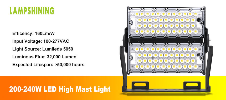 200 watt LED High Mast Light Fixtures-DLC cETL Certified-32000 Lumens
